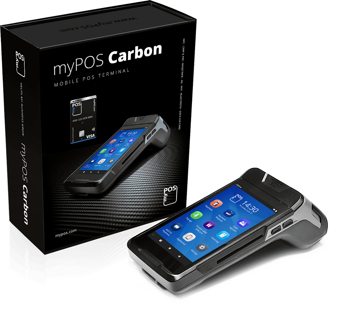 Terminal POS durável - myPOS Carbon [1 ano garantia grátis]